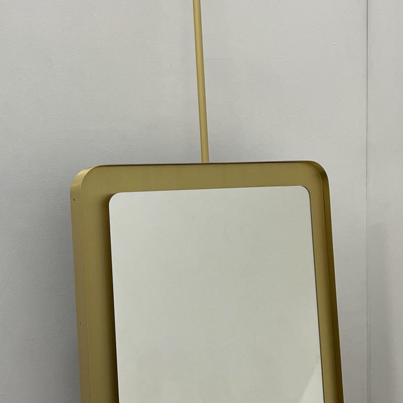 Quadris™ Ceiling Suspended Rectangular Mirror With Brass Tray Frame and ...