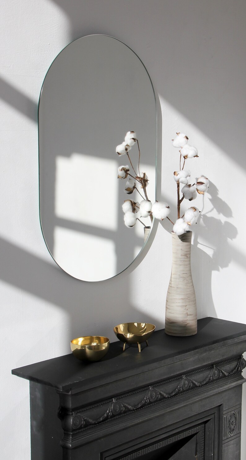 Capsula™ Capsule Shaped Minimalist Frameless Mirror - Etsy