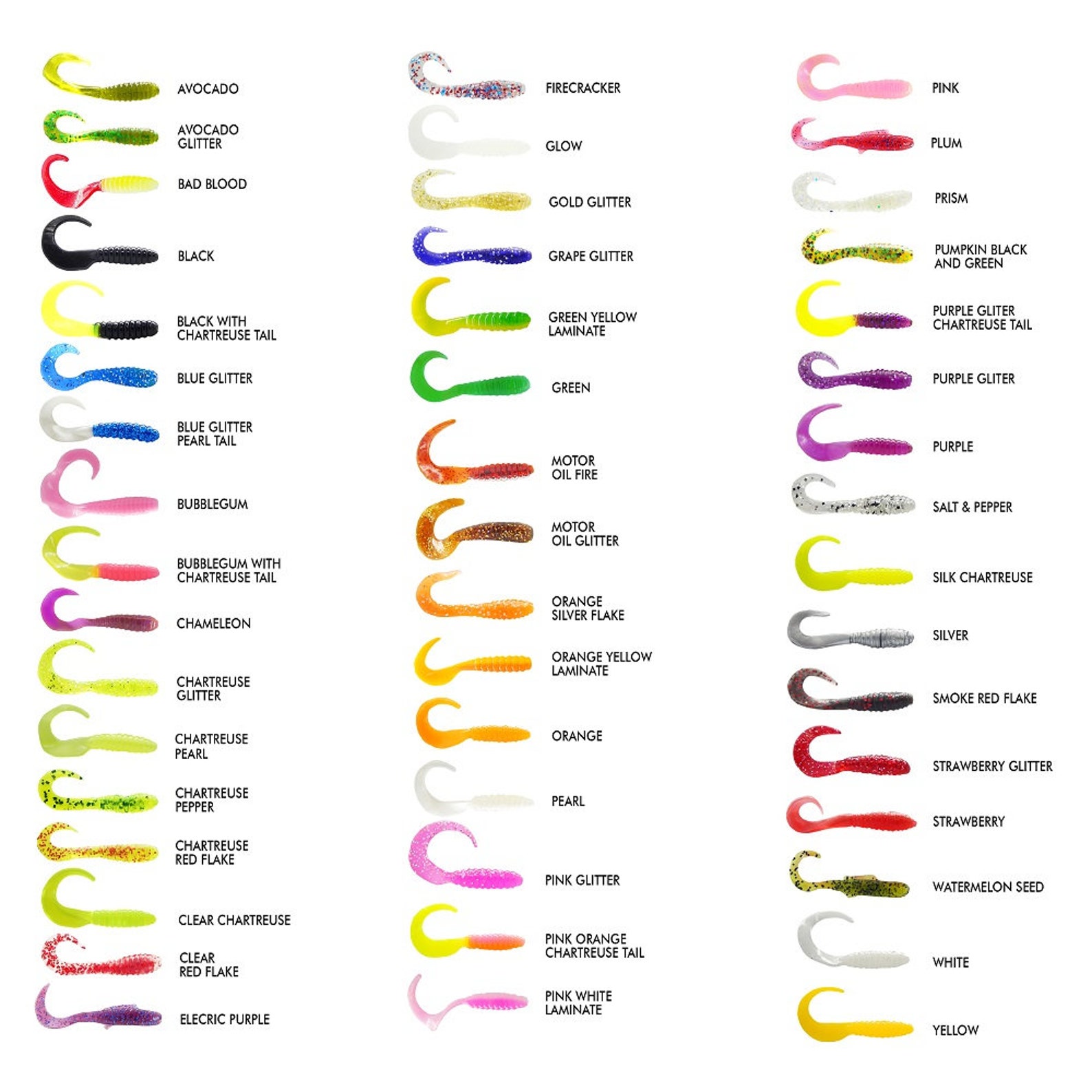 1,000 - 1" Curly Tail Grubs Fishing Lures Jigs Curl Twister Tails ...