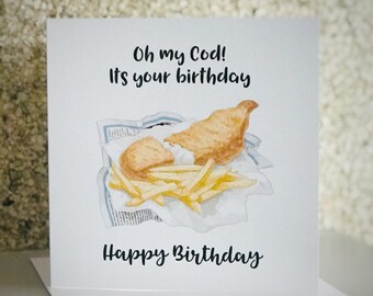 Fish birthday card | Etsy