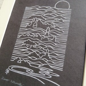 Gower Silhouettes. Gower. Joy Division. Mumbles. Worms Head. Three ...