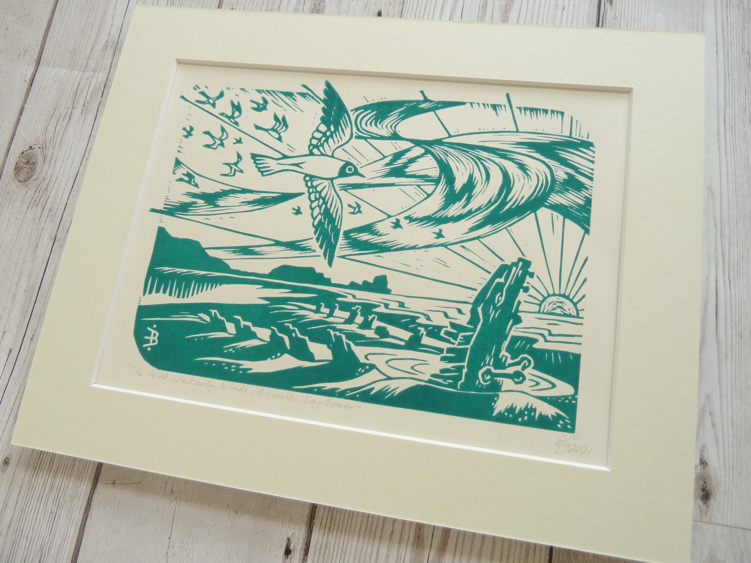 Wood & Linocut Prints Art & Collectibles Prints Linoprint The Gower ...