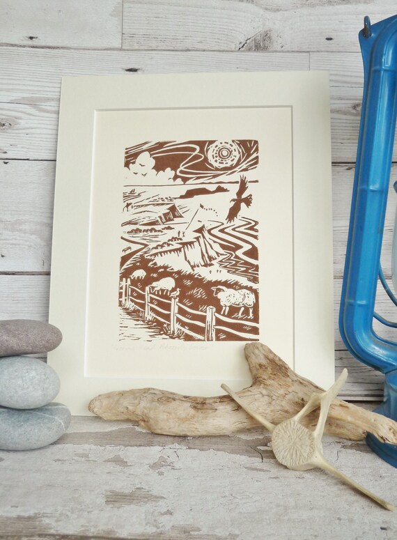 Wood & Linocut Prints Art & Collectibles Prints Linoprint The Gower ...