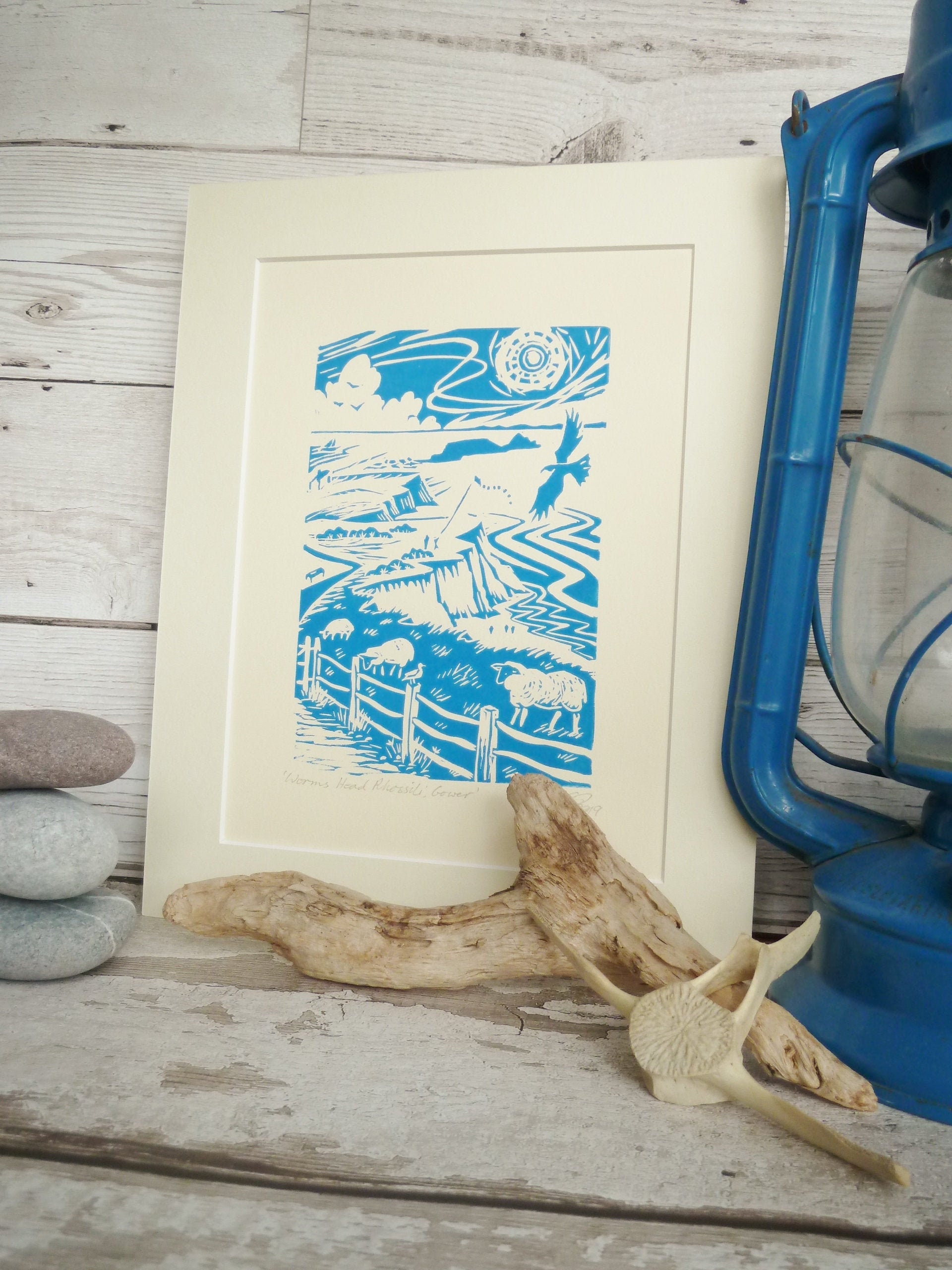 Wood & Linocut Prints Art & Collectibles Prints Linoprint The Gower ...