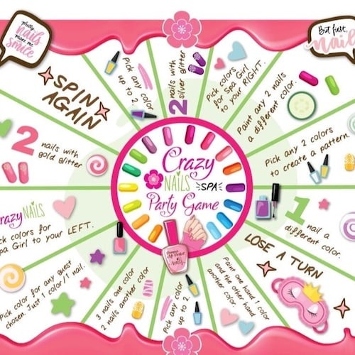 Spin the Nail Polish Bottle Printable Game Girls Party Game - Etsy