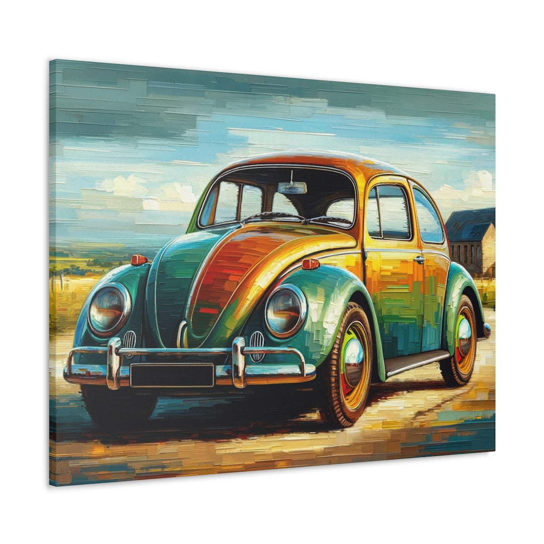 Charming Icon Vintage VW Beetle Canvas Print - Etsy