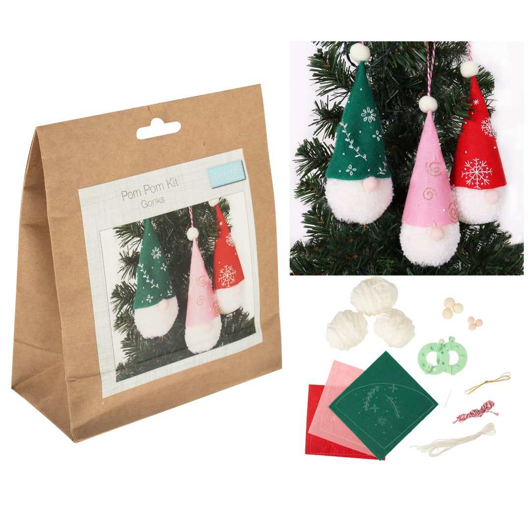Trimits Pom Pom Decoration Kit: Gonk Pack of 3 Craft Kit Stocking ...