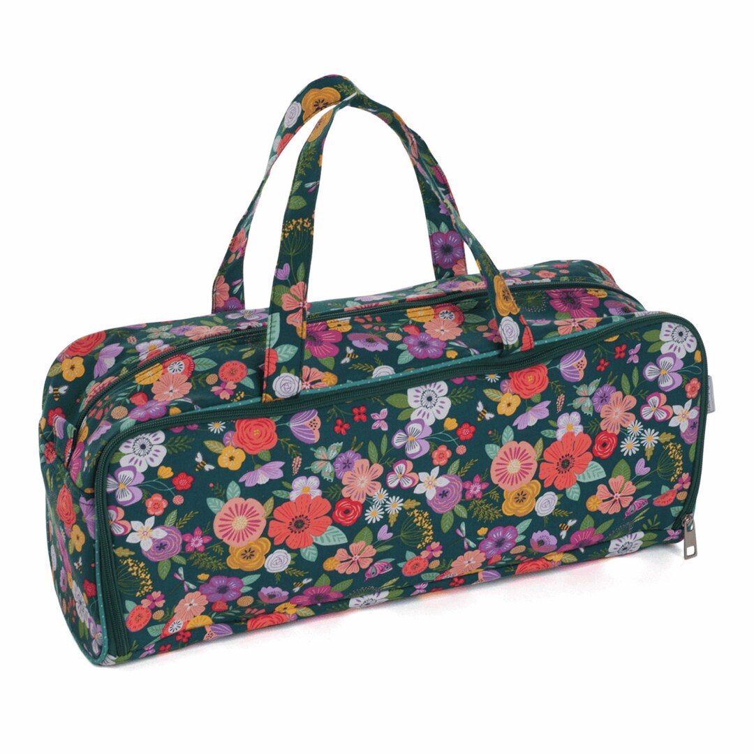 Premium Hobbygift Knitting Craft Bag With Pin Case - Green Floral ...
