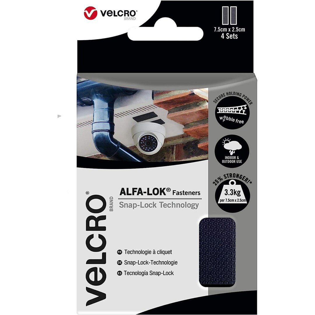 VELCRO 30700 - ALFA-LOK® Snap Lock Fasteners 7.5cm X 2.5cm X 4 , Black ...