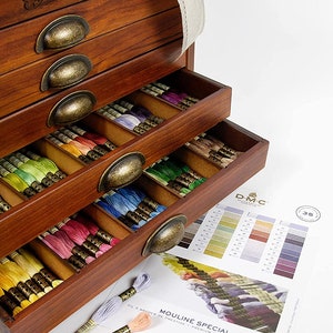 DMC Wooden Collectors Box Includes 1x Skein of All 500 Stranded Cotton ...