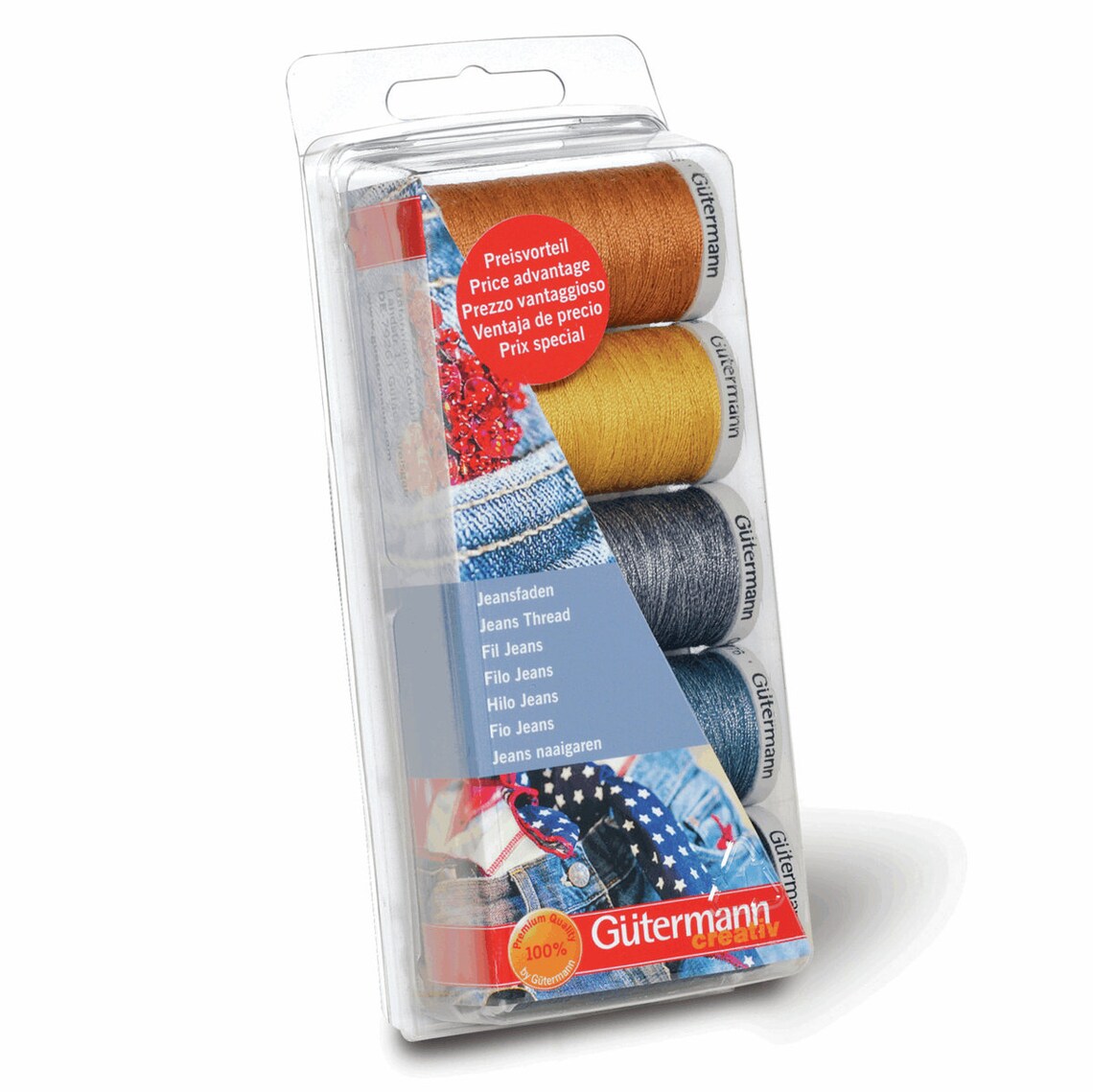 Gutermann Extra Strong Jeans Thread Set - 3x 100m & 2x 200m Reels ...