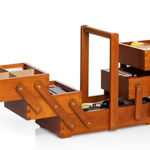 Prym Wooden Cantilever Sewing Basket Storage Box - Sewing Dark Crafts ...