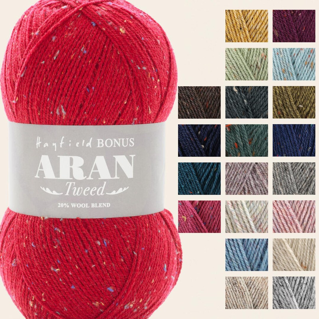 Sirdar Hayfield Bonus Aran Tweed 400g - All Colours Knitting Yarn ...