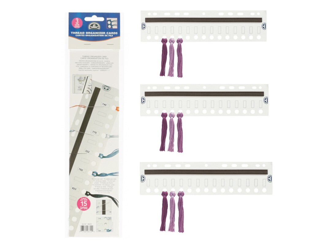 3x DMC Thread Organiser Cards - Holds 15 Embroidery Threads Each Card ...