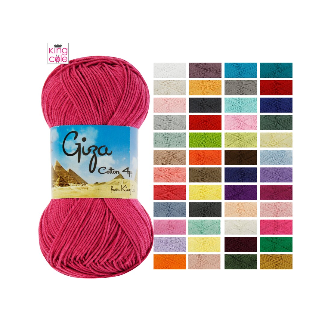 King Cole Giza 4 Ply 50g Cotton Egyptian Knitting Crochet Yarn Wool ...