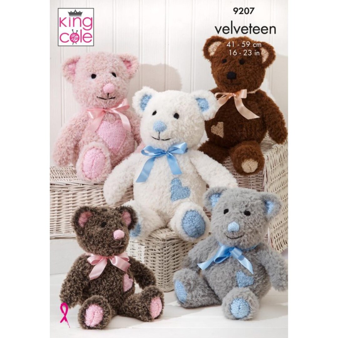 King Cole Pattern Teddy Bears Knitted in Velveteen 9207 - Etsy