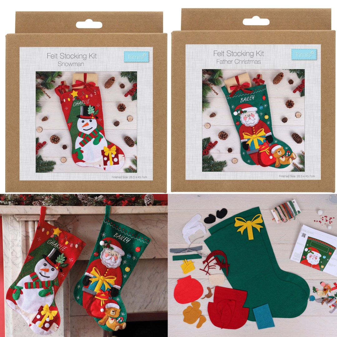 Trimits Personalised Felt Christmas Stocking Kit: Father Christmas ...