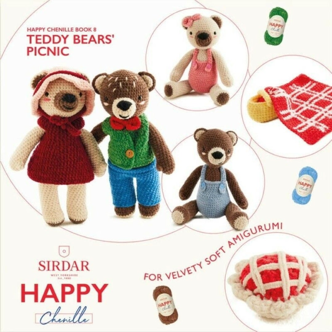 Book 8 (teddy Bears Picnic) Happy Cotton Sirdar Amigurumi Crochet ...