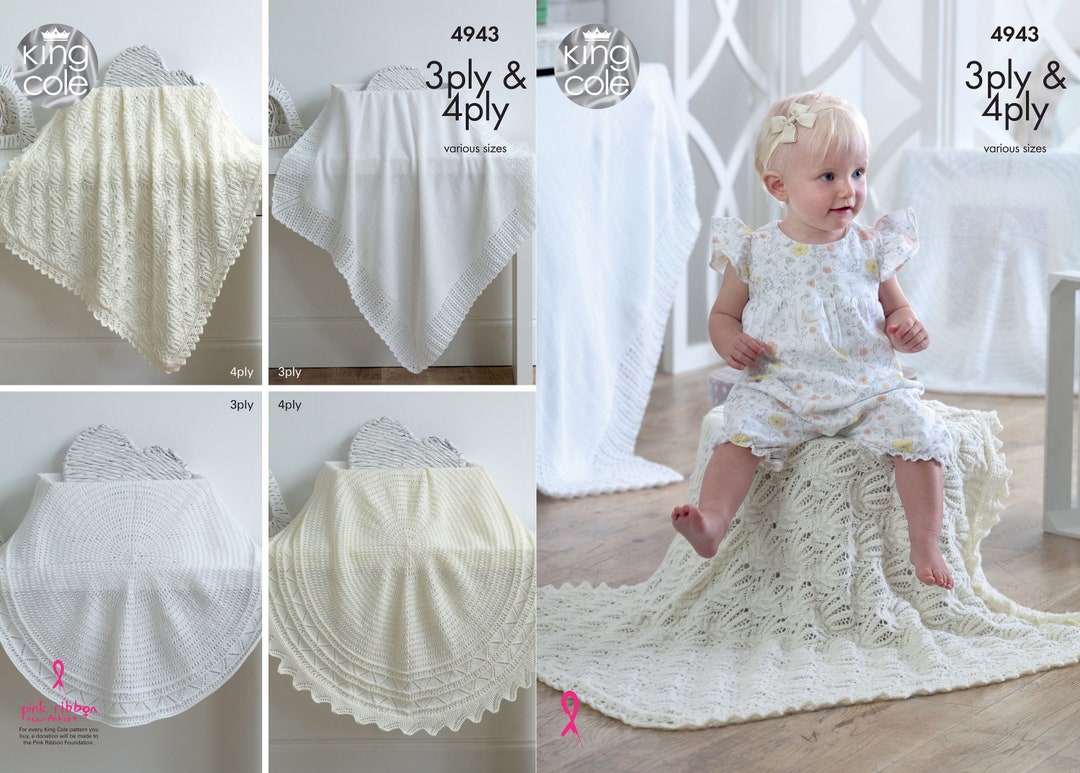 King Cole Pattern Square/circular Shawls Knitted in Comfort 3ply & 4ply ...