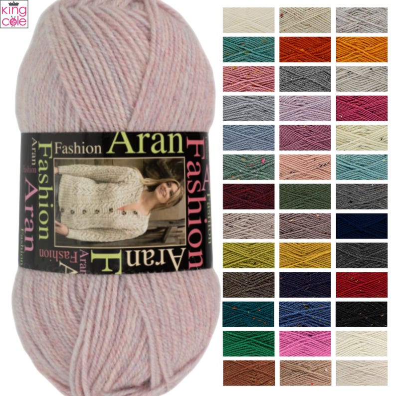 King Cole Fashion Aran 100g Combo Knitting Yarn Wool Acrylic Plain ...