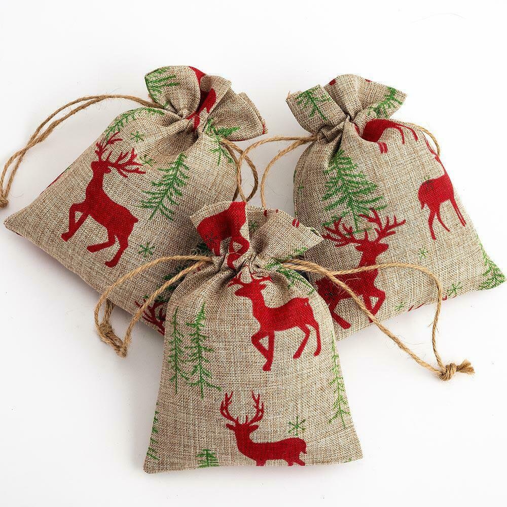 Christmas Hessian Drawstring Favour Bags Wedding Linen Fabric - Etsy