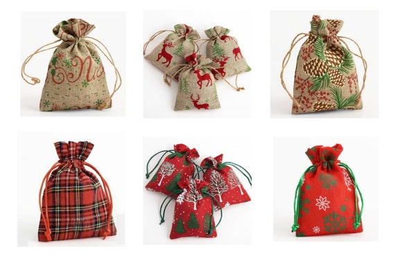 Christmas Hessian Drawstring Favour Bags Wedding Linen Fabric - Etsy