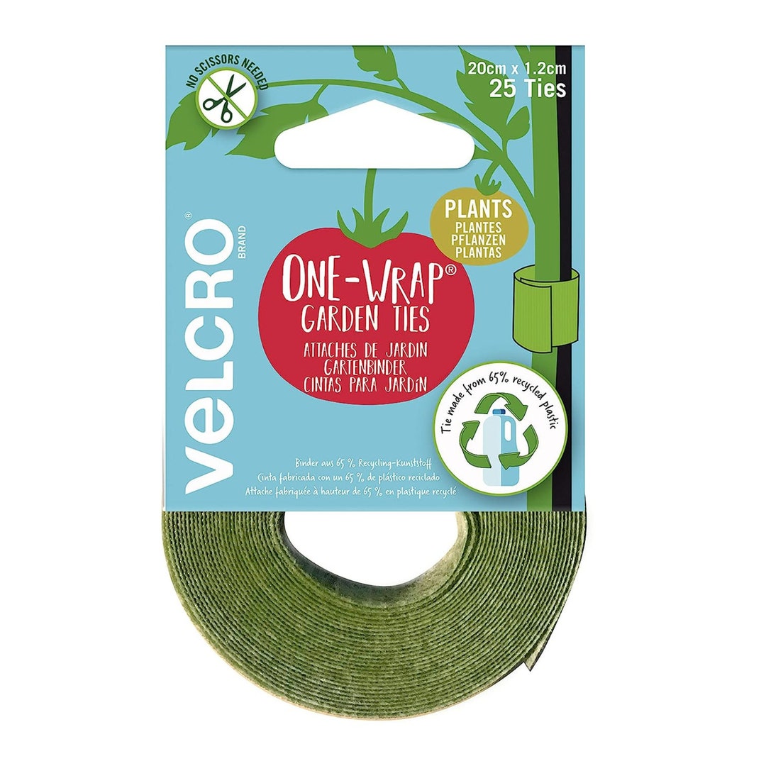VELCRO Brand ONE-WRAP Garden Ties Pre Cut Roll 1.2cm X 20cm X 25 Plant ...