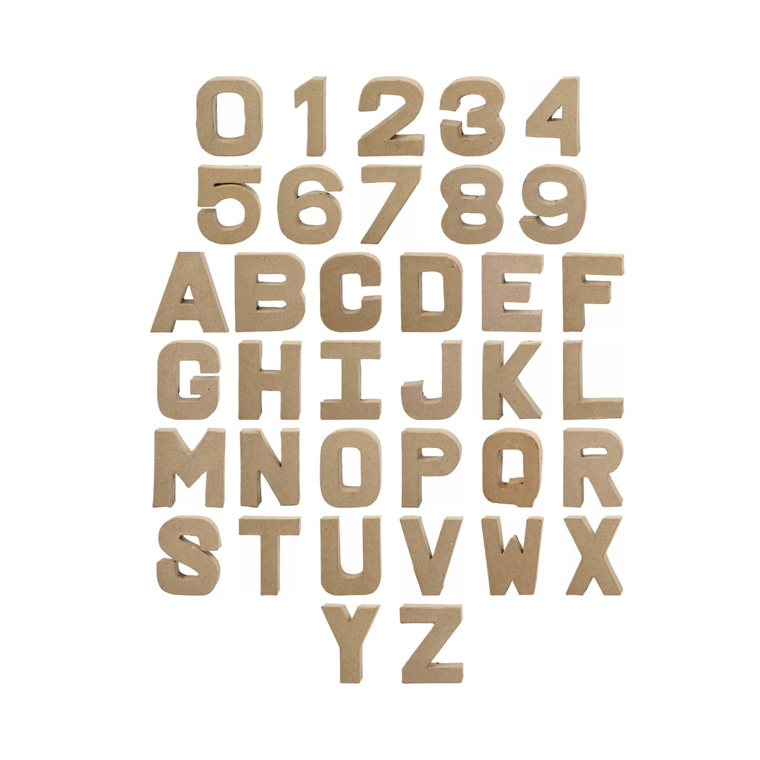 Small Papier Paper Mache Letters / Numbers 10cm Cardboard Craft ...