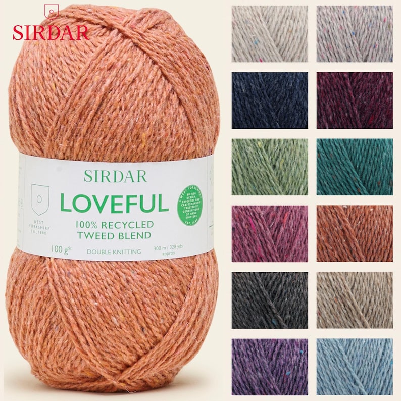 Sirdar Loveful 100% Recycled Tweed DK - 100g All Colours Wool Yarn ...