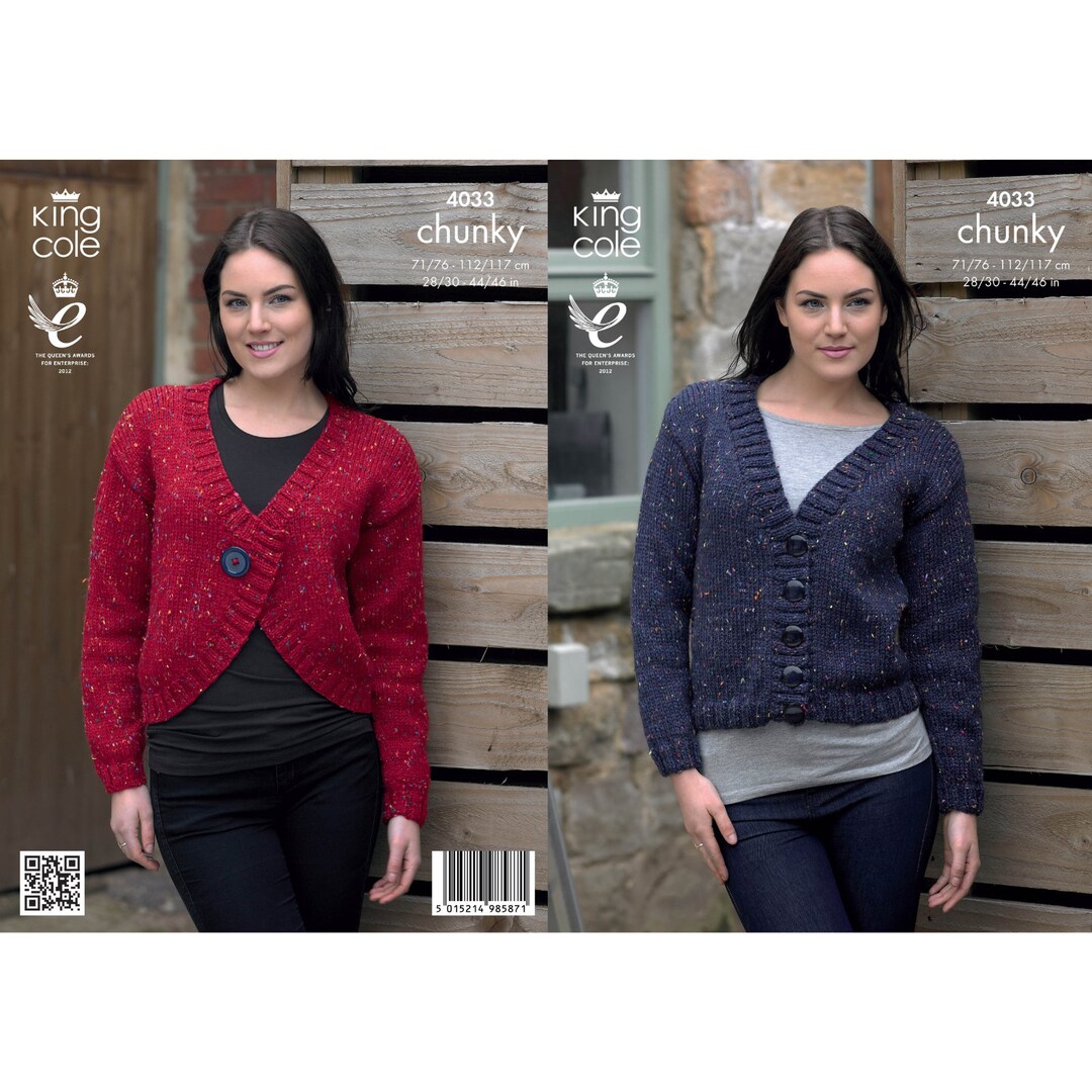 King Cole Knitting Pattern Cardigan Chunky Tweed - 4033 - Etsy
