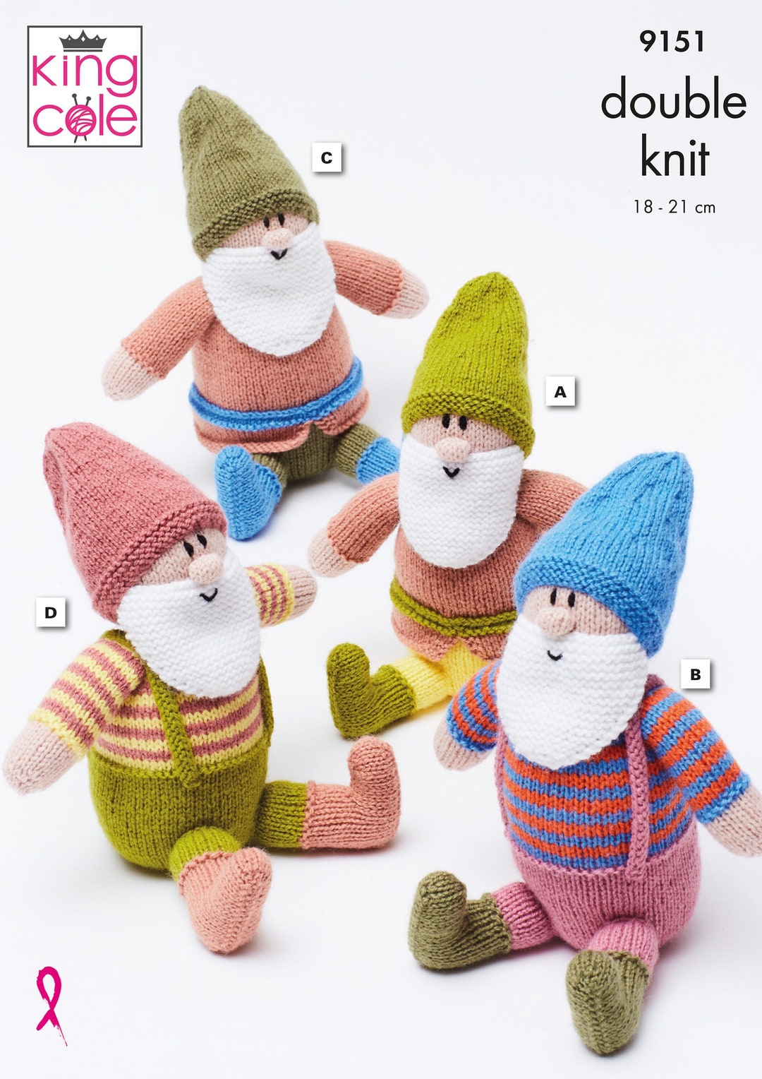 King Cole Knitting Pattern Gnomes Knitted in Big Value DK 50g - 9151 in ...