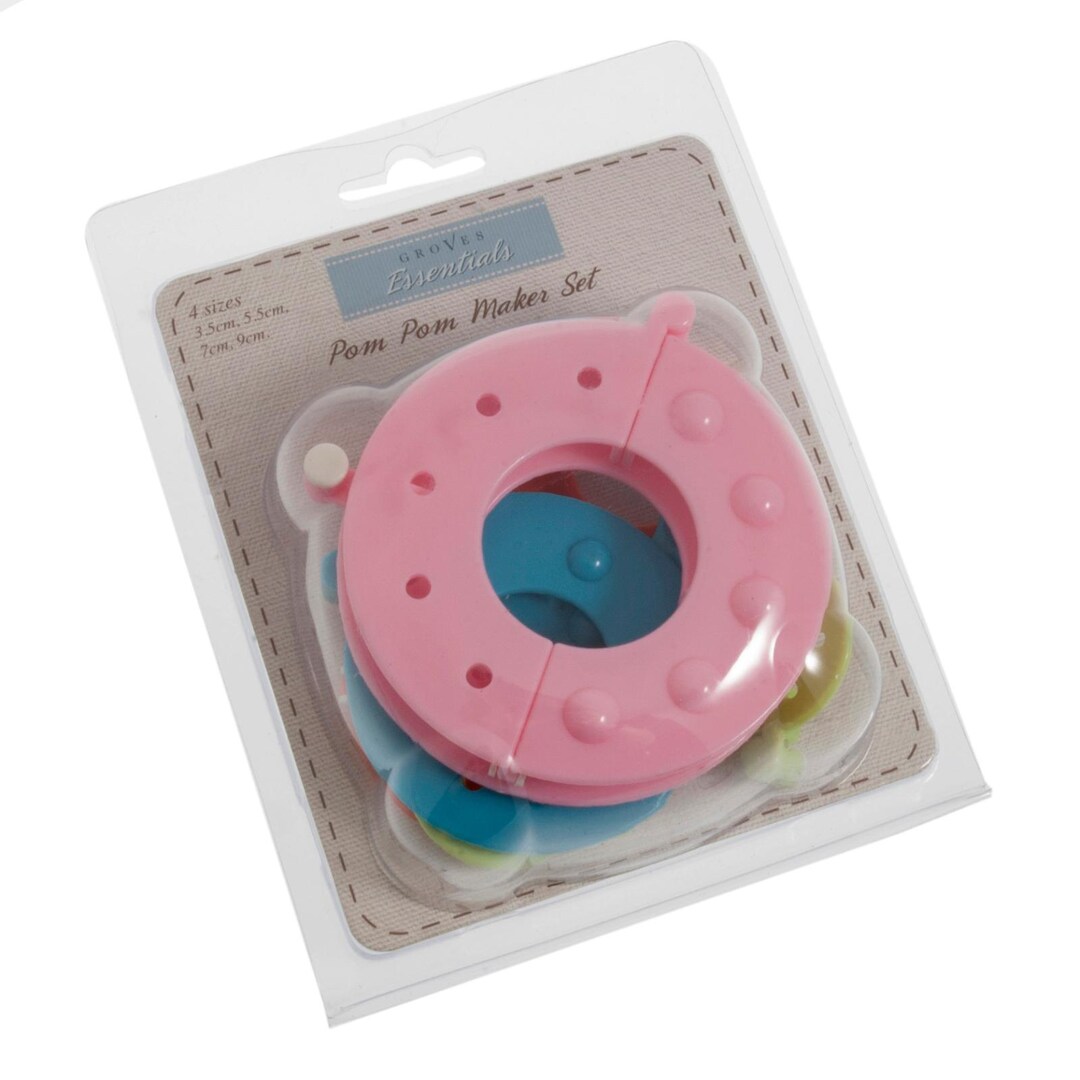 Groves Pom Pom Maker Set (4 Piece) Reusable - Craft, Sewing, Quilting ...