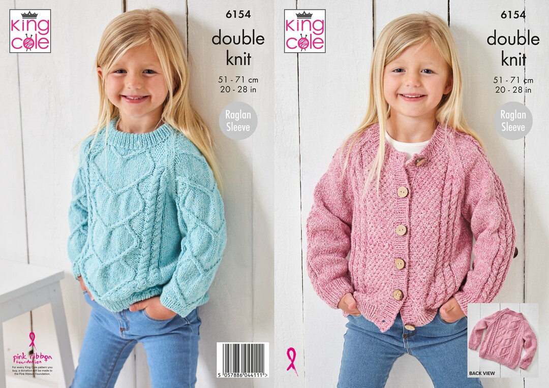 King Cole Knitting Pattern Sweater and Cardigan -knitted in Simply ...