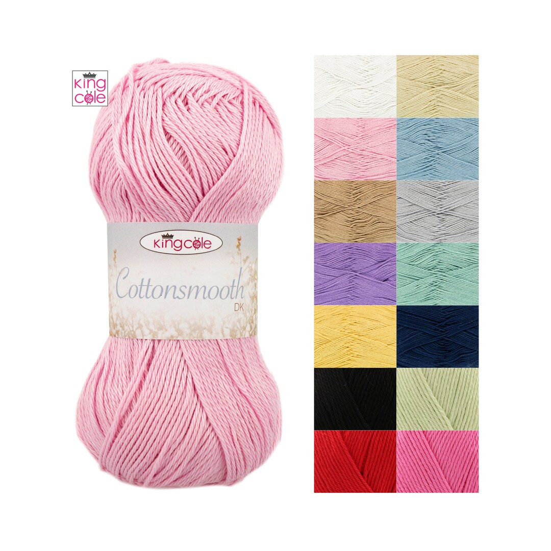 King Cole Cottonsmooth DK 100g Yarn Knitting Crochet Wool 100% ...