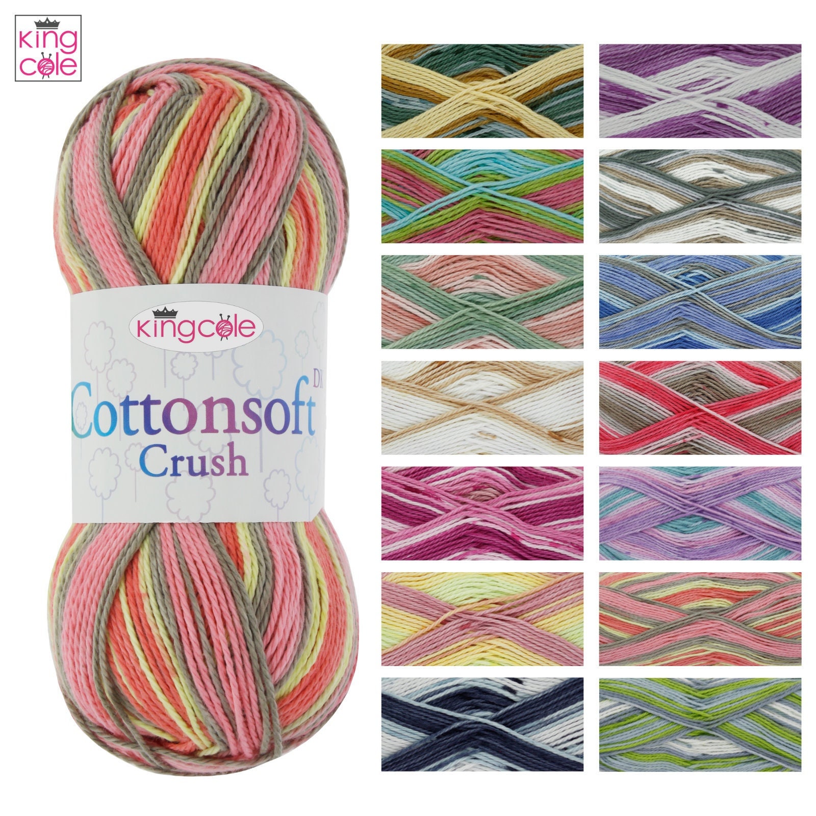 King Cole Cottonsoft Crush DK 100g Yarn Cotton Knitting Crochet Yarn All Colours - Etsy UK