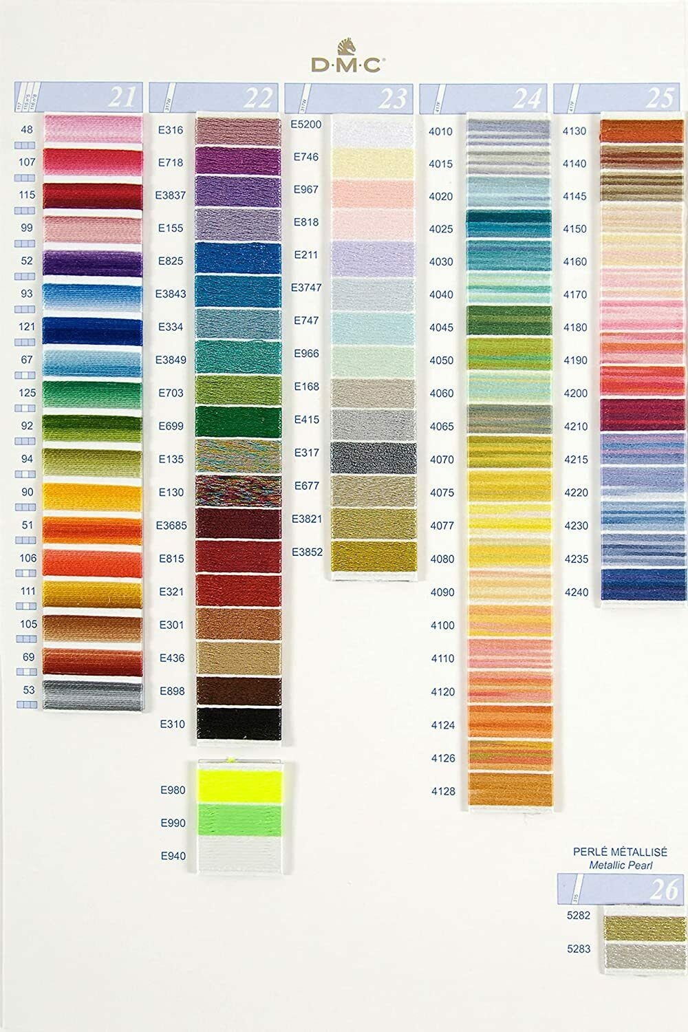 DMC Shade Card With Real Thread Samples - Mouliné Stranded Cotton Pearl ...