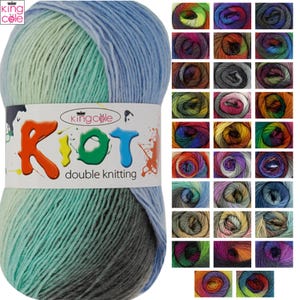 King Cole Riot DK Multi Coloured Knitting Yarn - 100g Acrylic Wool ...