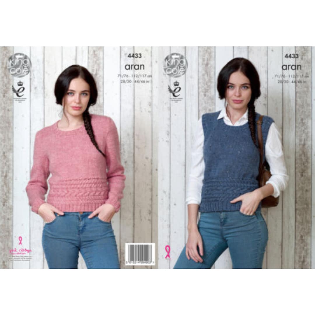 King Cole Knitting Pattern Big Value Aran - Slipover and Sweater 4433 ...