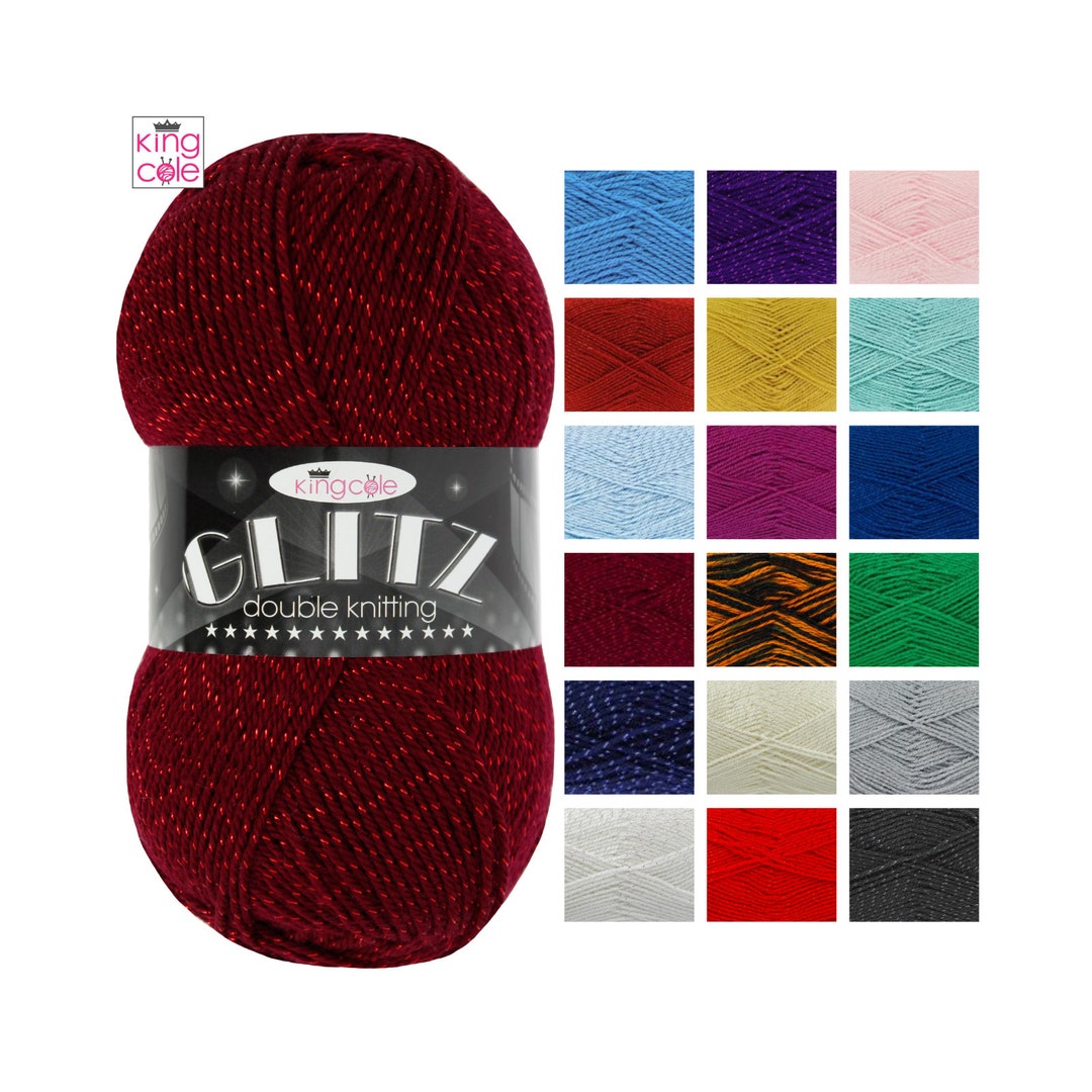 King Cole Glitz DK Double Knit Wool Acrylic Knitting Yarn 100g - All ...