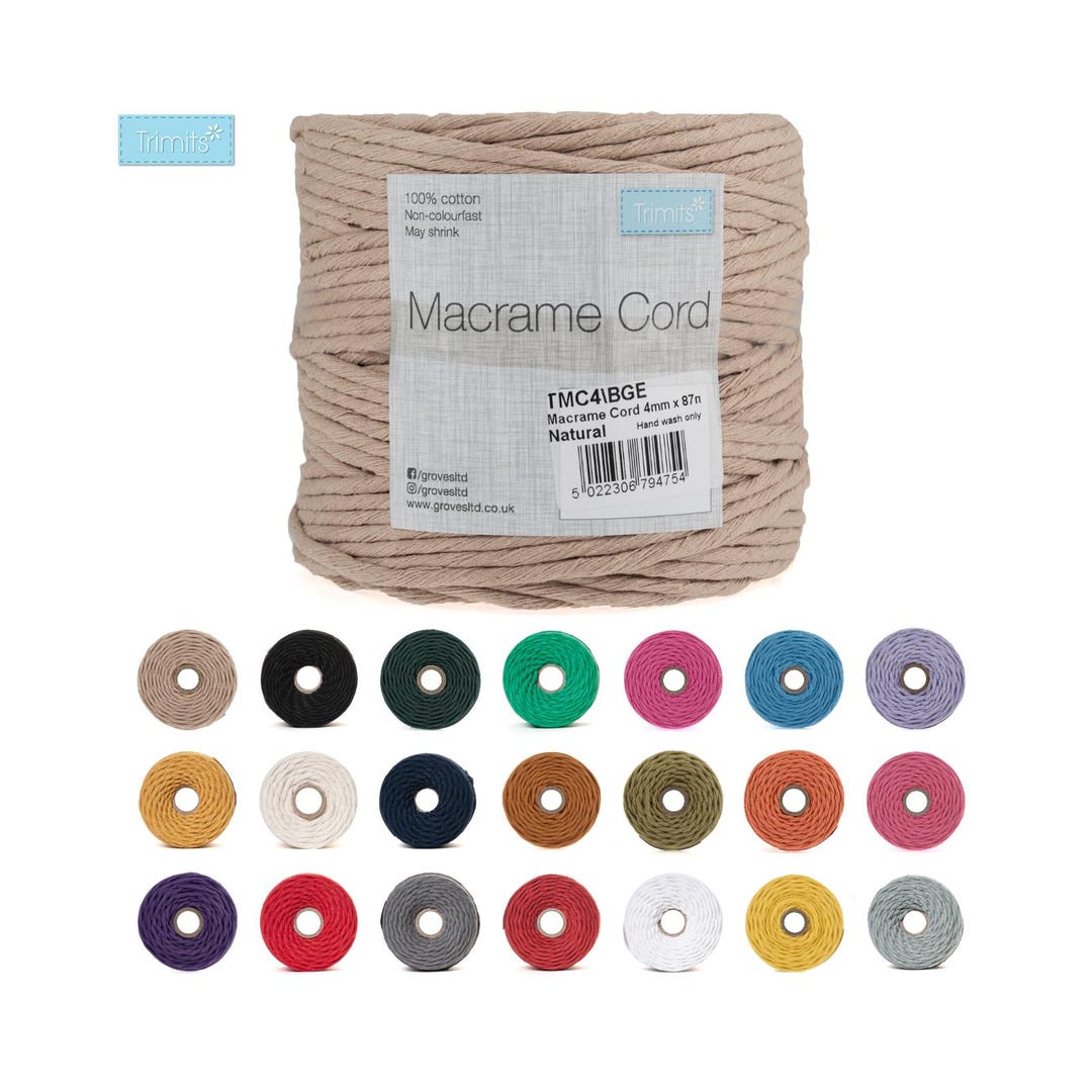 Macramé Cord Cotton: 87m X 4mm - Cord/diy Crafts, Piping, String ...
