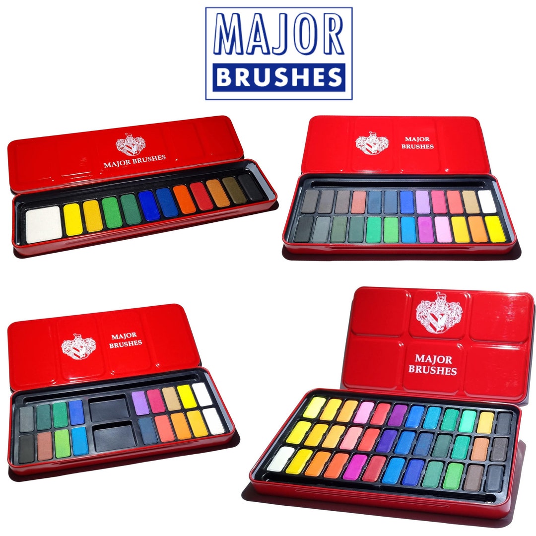 Major Brushes Block Artist Watercolour Sets - 4 Sizes - Art Paint Tins ...