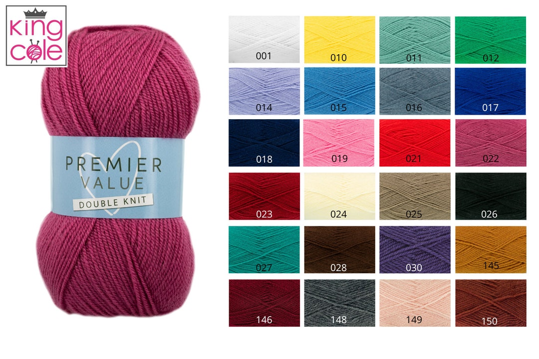 Premier Value DK Yarn by King Cole Double Knit 100g Acrylic Knitting ...