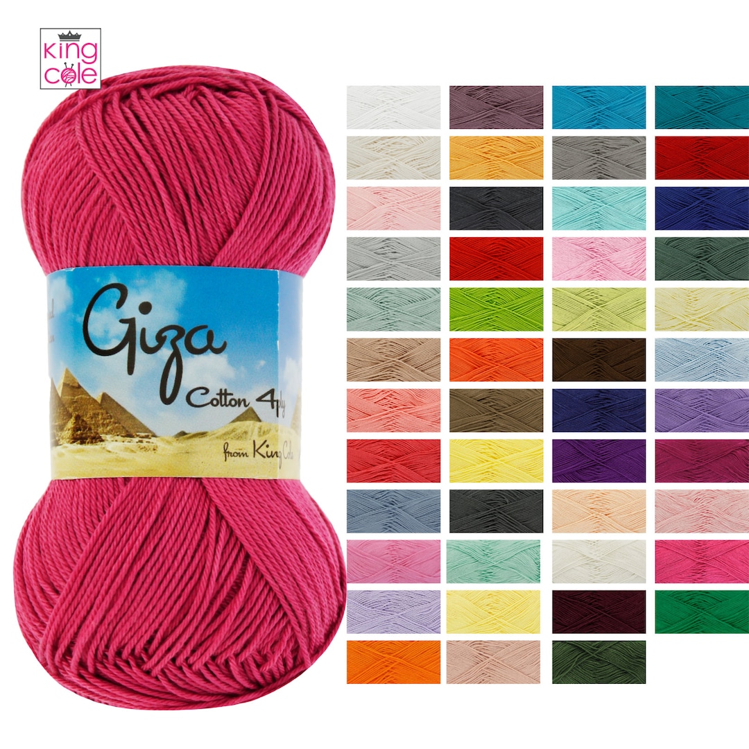 King Cole Giza 4 Ply 50g Cotton Egyptian Knitting Crochet Yarn Wool ...
