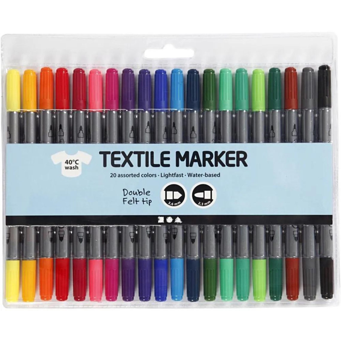 Creativ Textile Markers 20pc - Standard Colours - Double-ended Tips ...