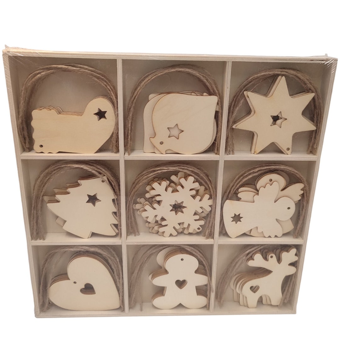 Wooden Christmas Ornaments, Plain for Decorating - Pack of 72 Xmas ...
