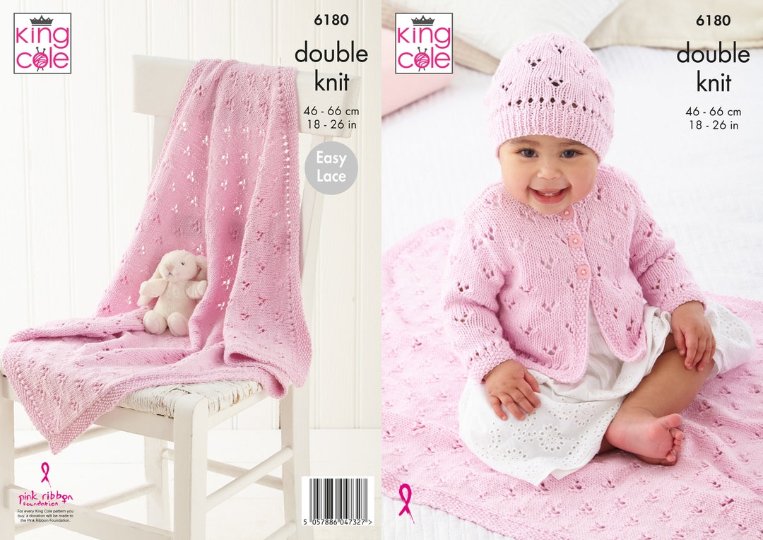 King Cole Knitting Pattern Cardigan, Hat & Blanket Knitted in ...