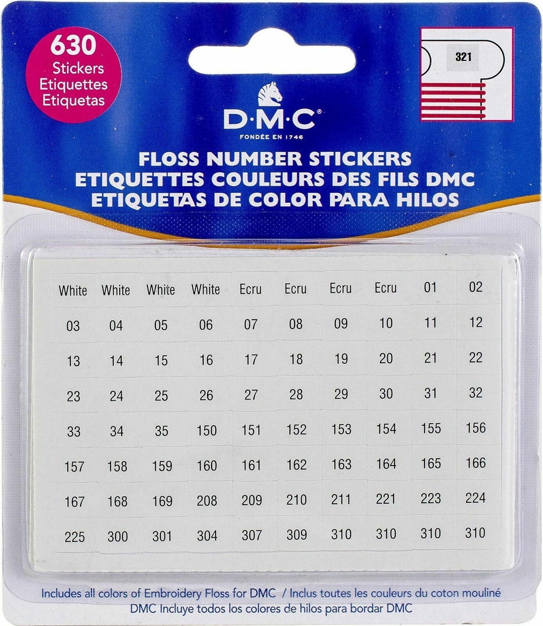 630 X DMC Stitch Bow Floss Holder Number Stickers - Embroidery Cross ...
