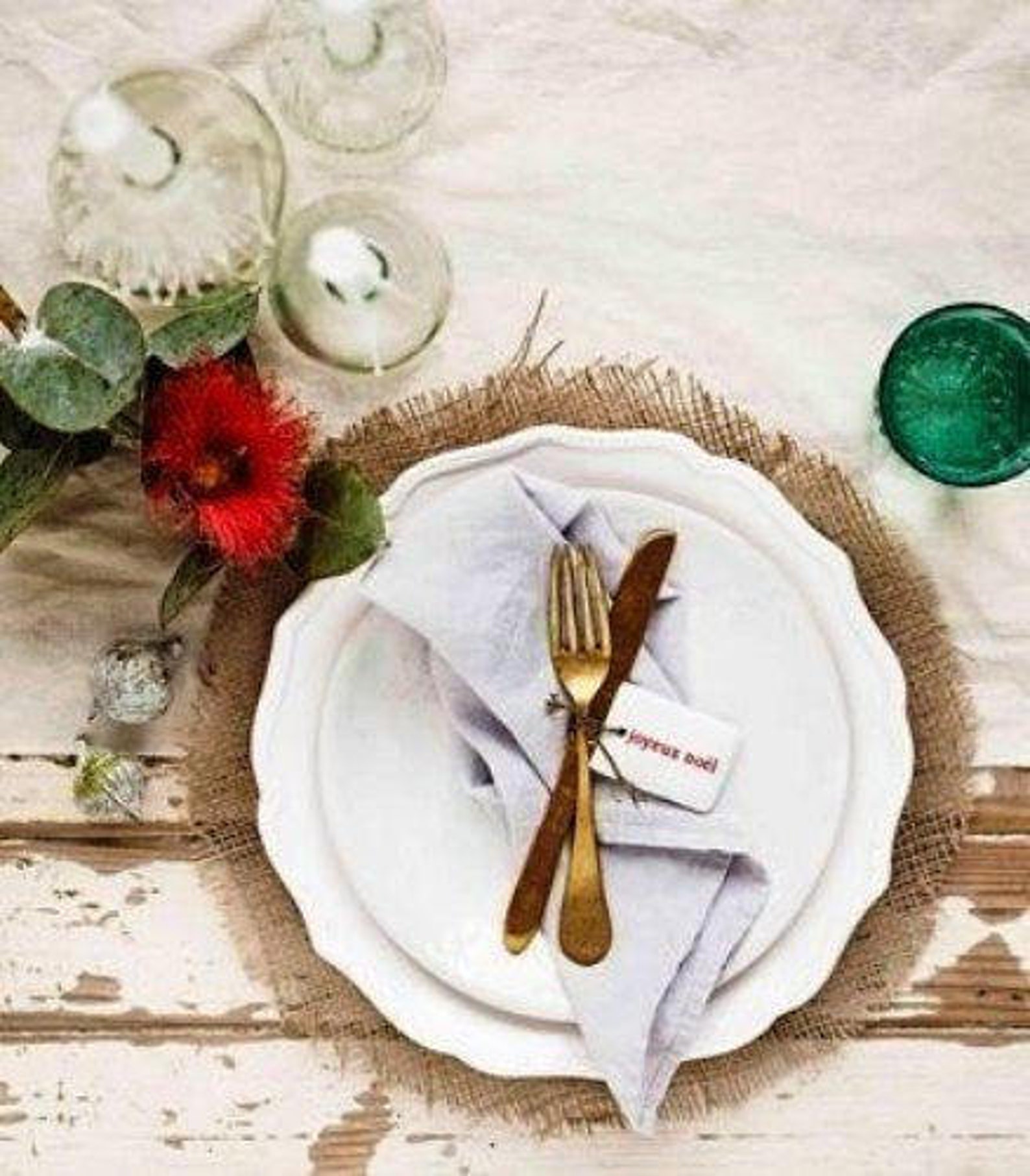 Home Table Decor Set of 35 Burlap Round 16'' - Etsy