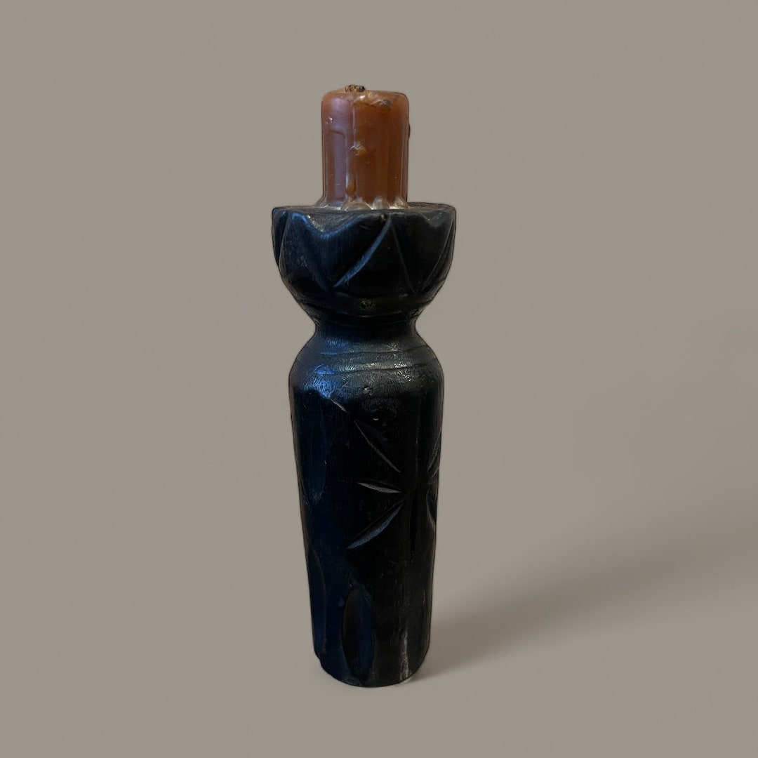 Mid Century Lobeco Carved Wood Candle Holder Tiki Brutalist - Etsy