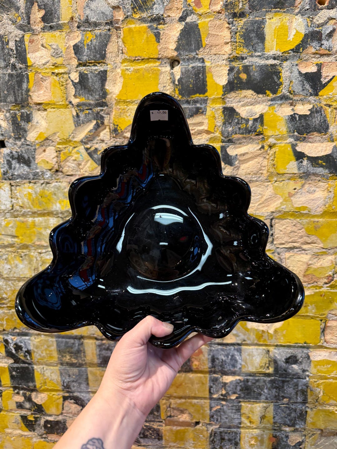 Vintage Black Tiara Glass Triangle Shaped Three Corner Centerpiece Bowl ...